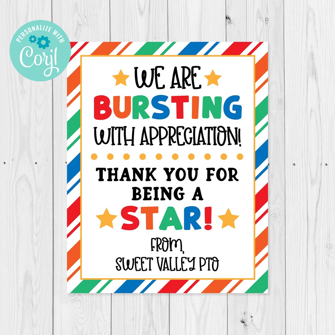 Editable Bursting With Appreciation Sign Template, Thank You for Being ...