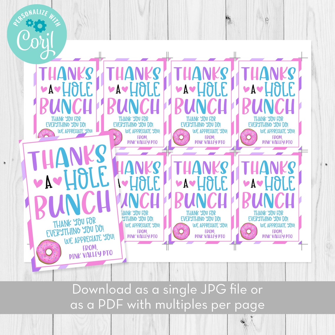 Donut Thanks A Hole Bunch Gift Tag Template Teacher - Etsy Israel