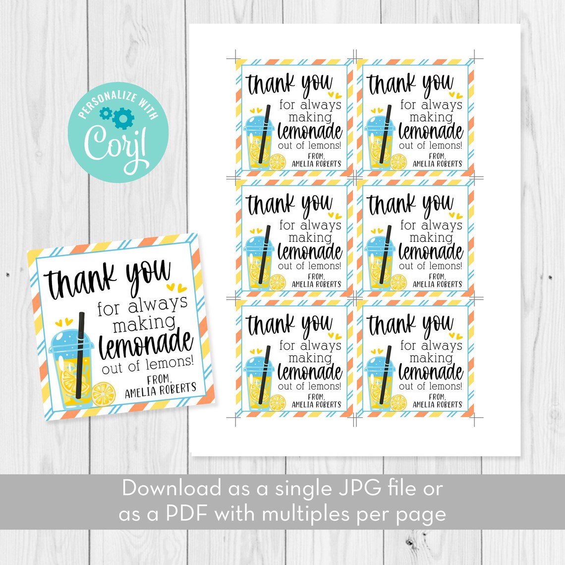 Editable Lemonade Out of Lemons Gift Tag Template Teacher - Etsy
