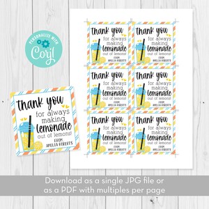 Editable Lemonade Out of Lemons Gift Tag Template, Teacher Appreciation ...