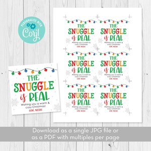 The Snuggle is Real Christmas Gift Tag Template, Mitten Blanket Scarf ...