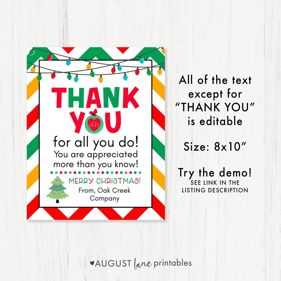 Christmas Holiday Thank You Sign Editable Template Teacher - Etsy
