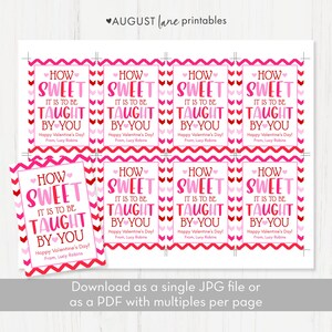 How Sweet It is to Be Taught by You Valentine's Day Gift Tag Template ...