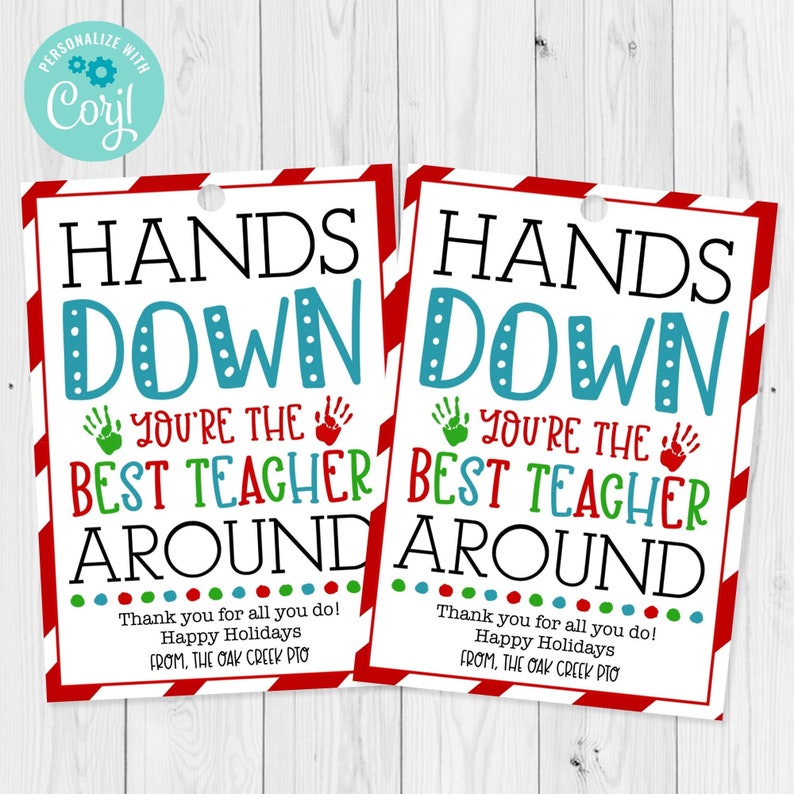 Hands Down You're the Best Teacher Around Gift Tag | Etsy
