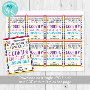 First Week of School Teacher Gift Tag Editable Template, Gift for ...