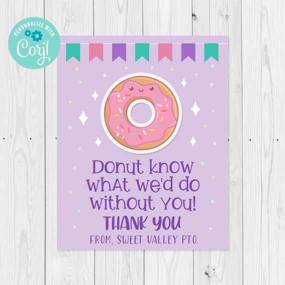Editable Donut Sign Template Staff or Teacher Appreciation - Etsy