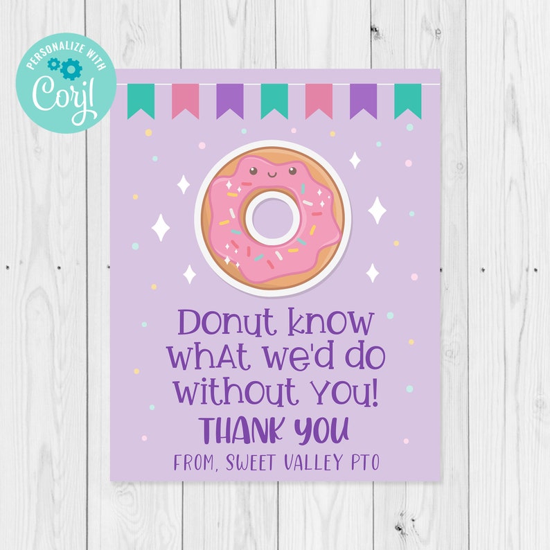 Editable Donut Sign Template Staff or Teacher Appreciation - Etsy