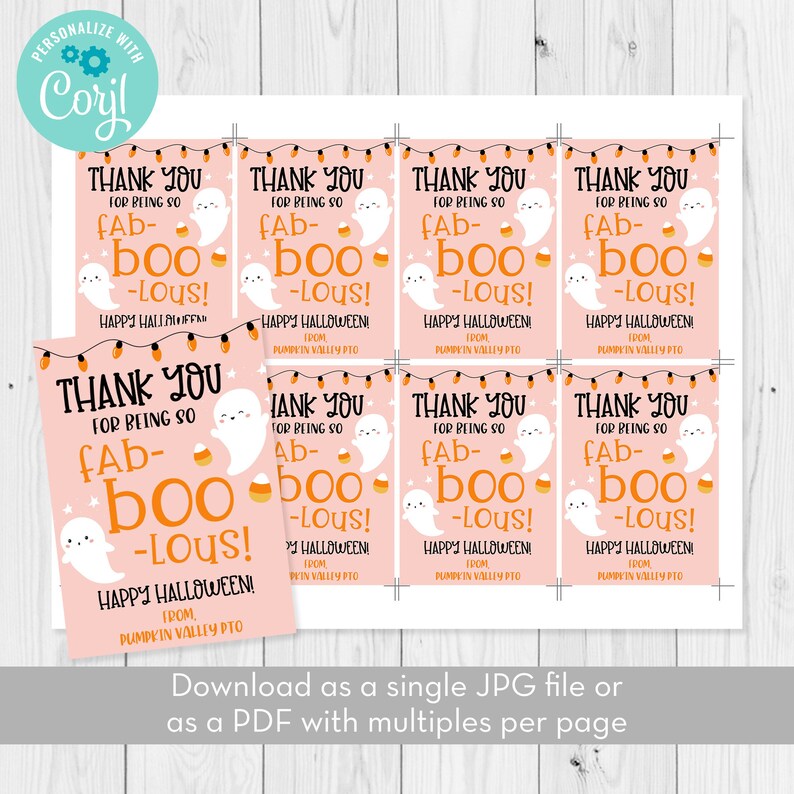 Halloween Thank You for Being so Fab-boo-lous Gift Tag - Etsy