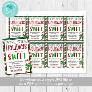 Hope Your Holidays Are Sweet Christmas Gift Tag Template, Holiday Gift ...