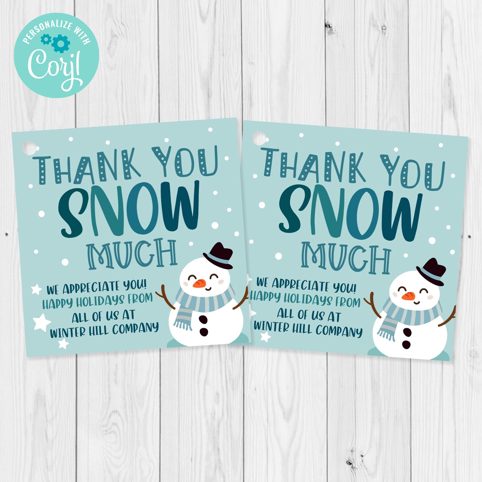 Thank You Snow Much Winter Gift Tag Template, Teacher Appreciation Tag ...