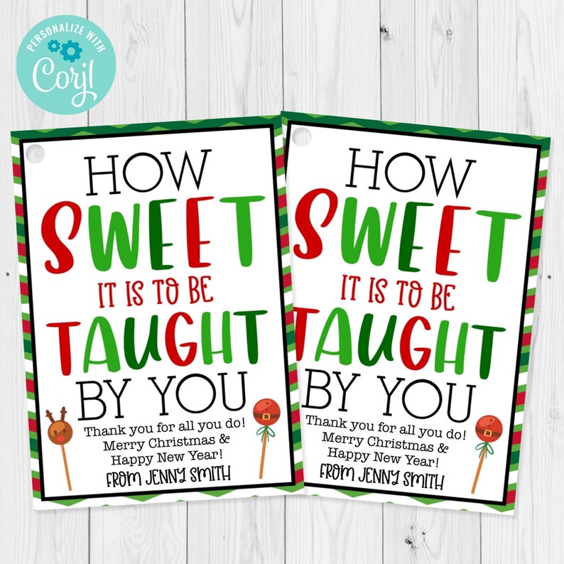 How Sweet It is to Be Taught by You Christmas Gift Tag - Etsy