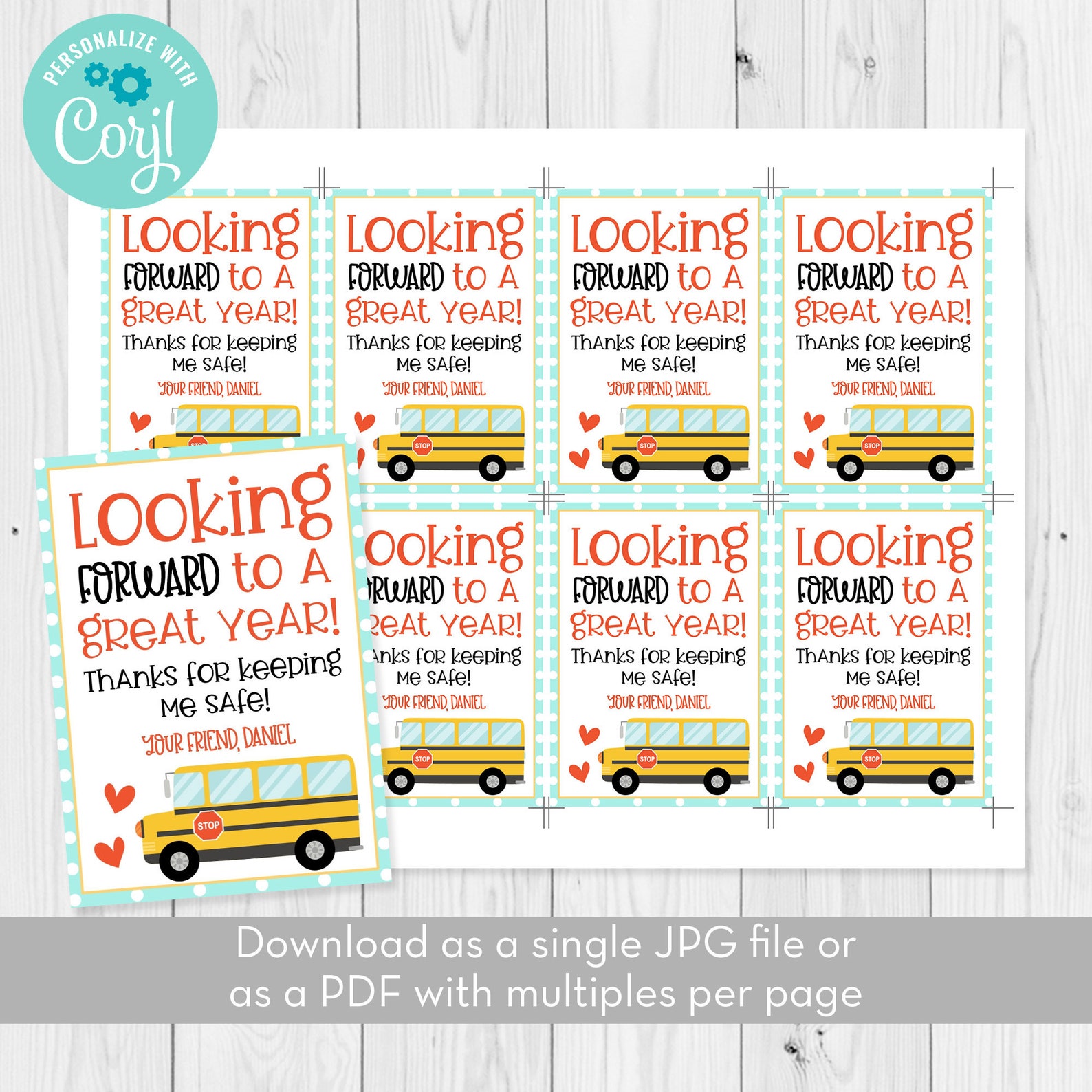 Bus Driver Back to School Gift Tag Template School Bus Driver - Etsy