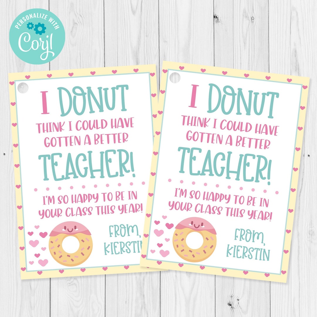 Donut Back to School Gift Tag Editable Template, Donut Gift for ...