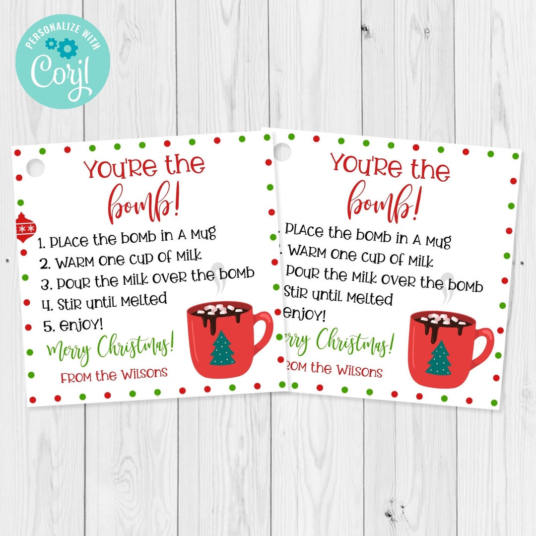 Hot Cocoa Bomb Gift Tag Editable Template, Hot Chocolate Bomb ...