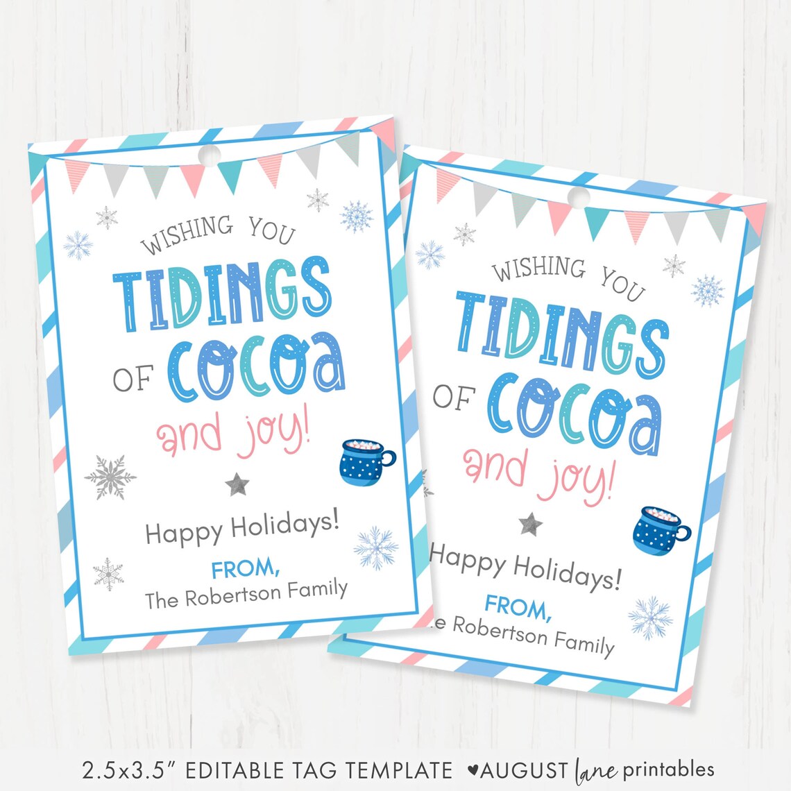 Winter Cocoa Gift Tag Editable Template 2.5x3.5 - Etsy