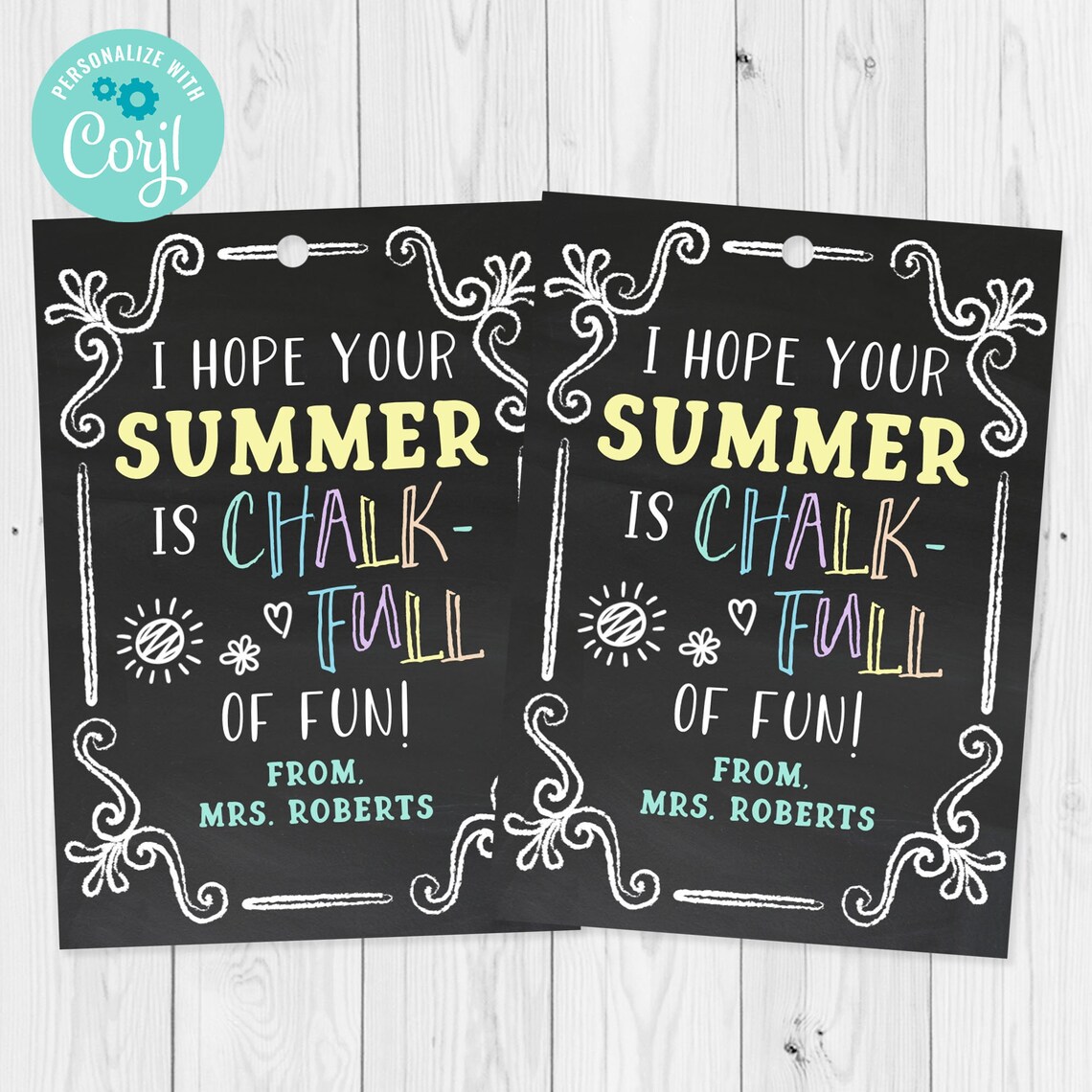 I Hope Your Summer is Chalk-full of Fun Gift Tag Template - Etsy