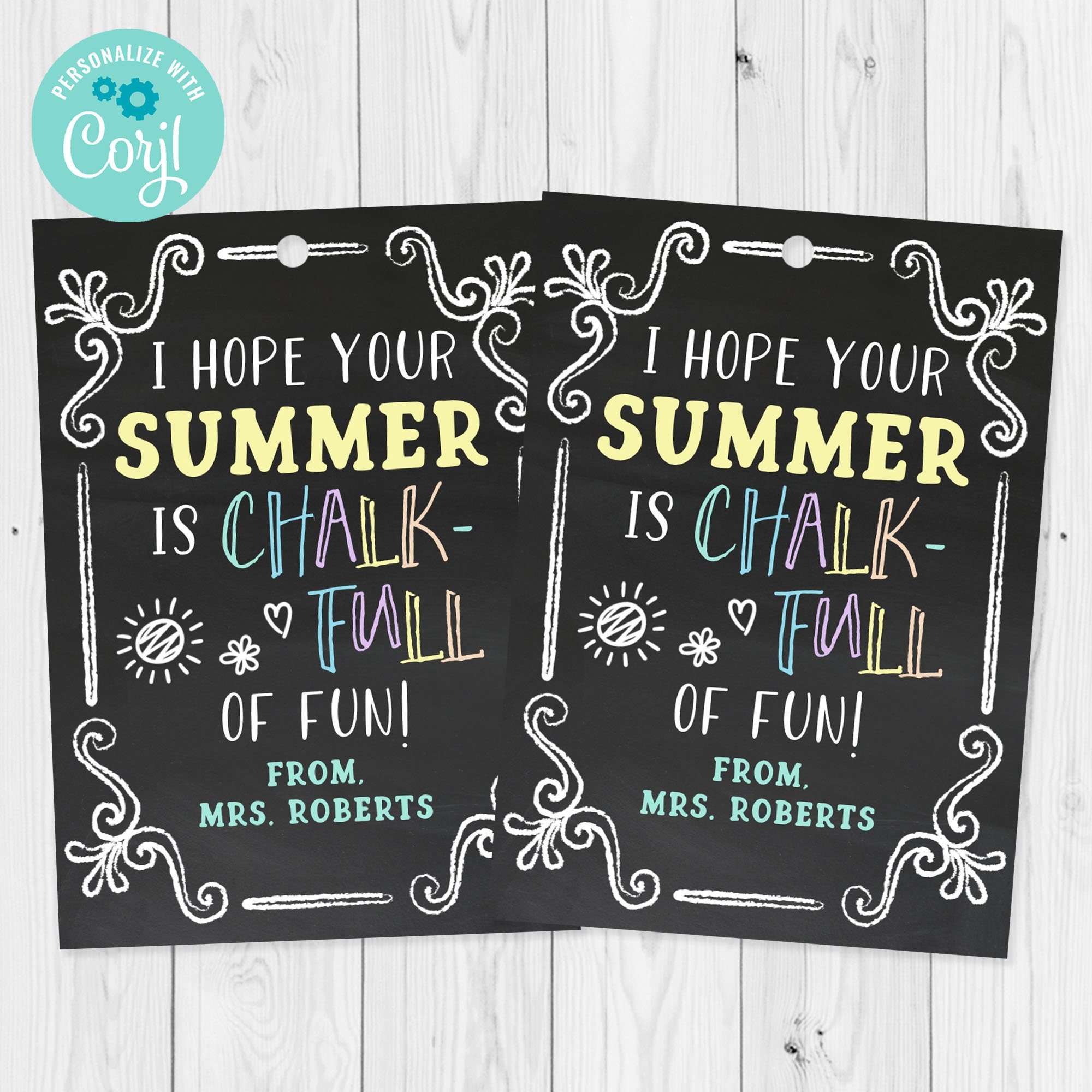 I Hope Your Summer Is Chalk-Full of Fun Gift Tag Template | Etsy