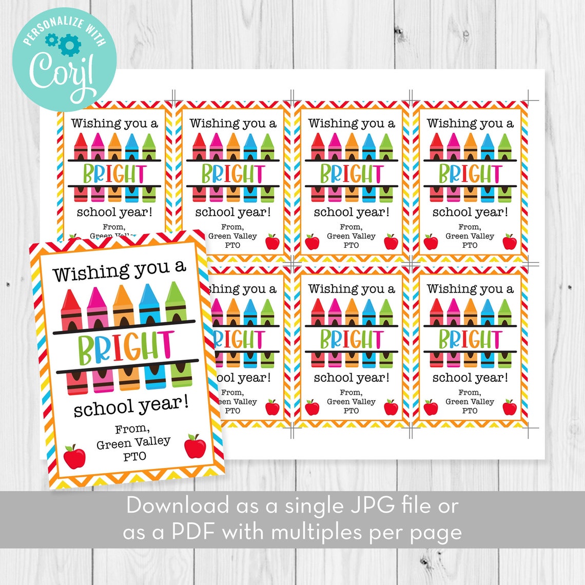 Crayons Wishing You A Bright School Year Gift Tag Editable - Etsy