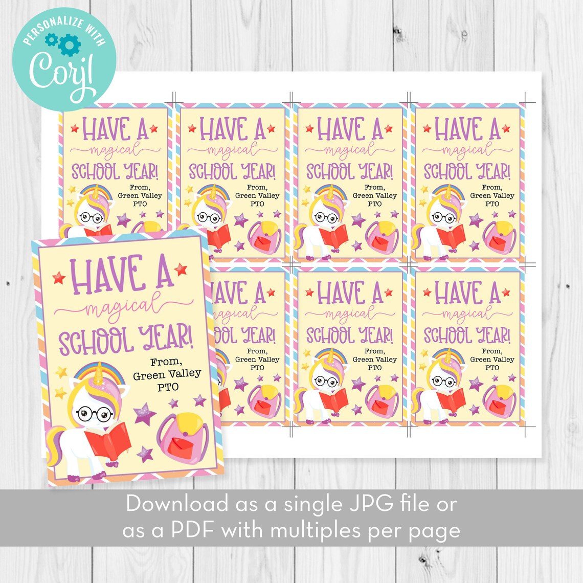 Unicorn Have a Magical School Year Gift Tag Editable Template, Teacher ...