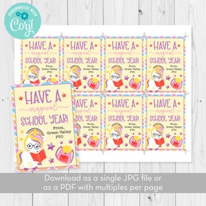 Unicorn Have a Magical School Year Gift Tag Editable Template, Teacher ...