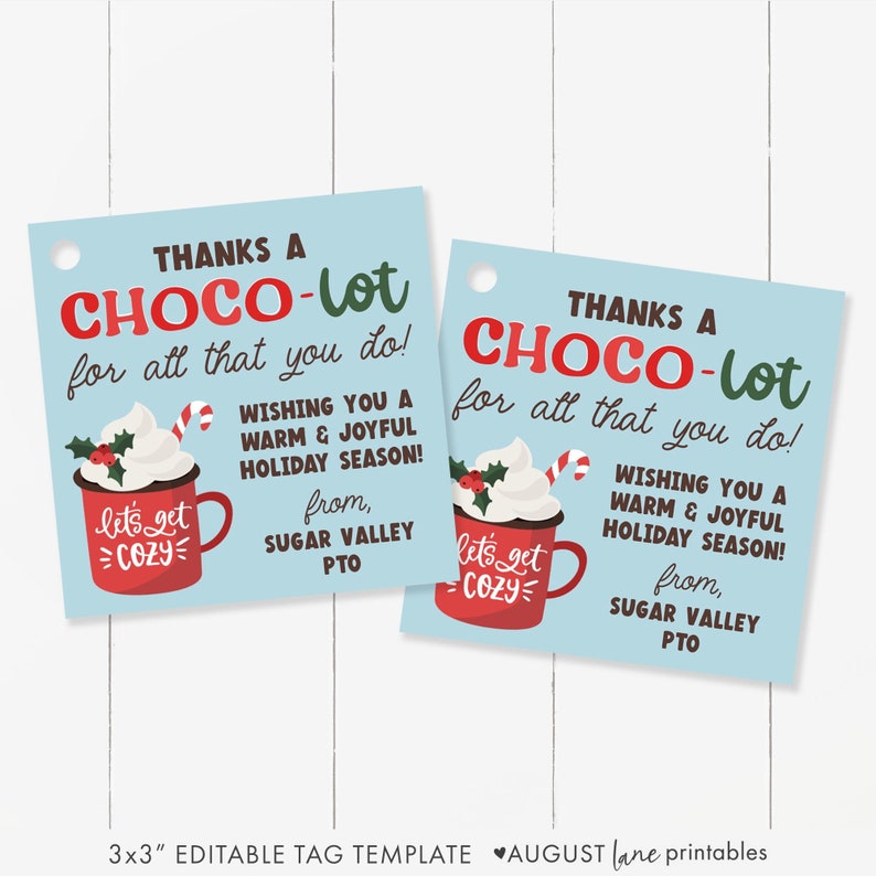 Hot Cocoa Thanks A Choco-lot for All That You Do Gift Tag - Etsy