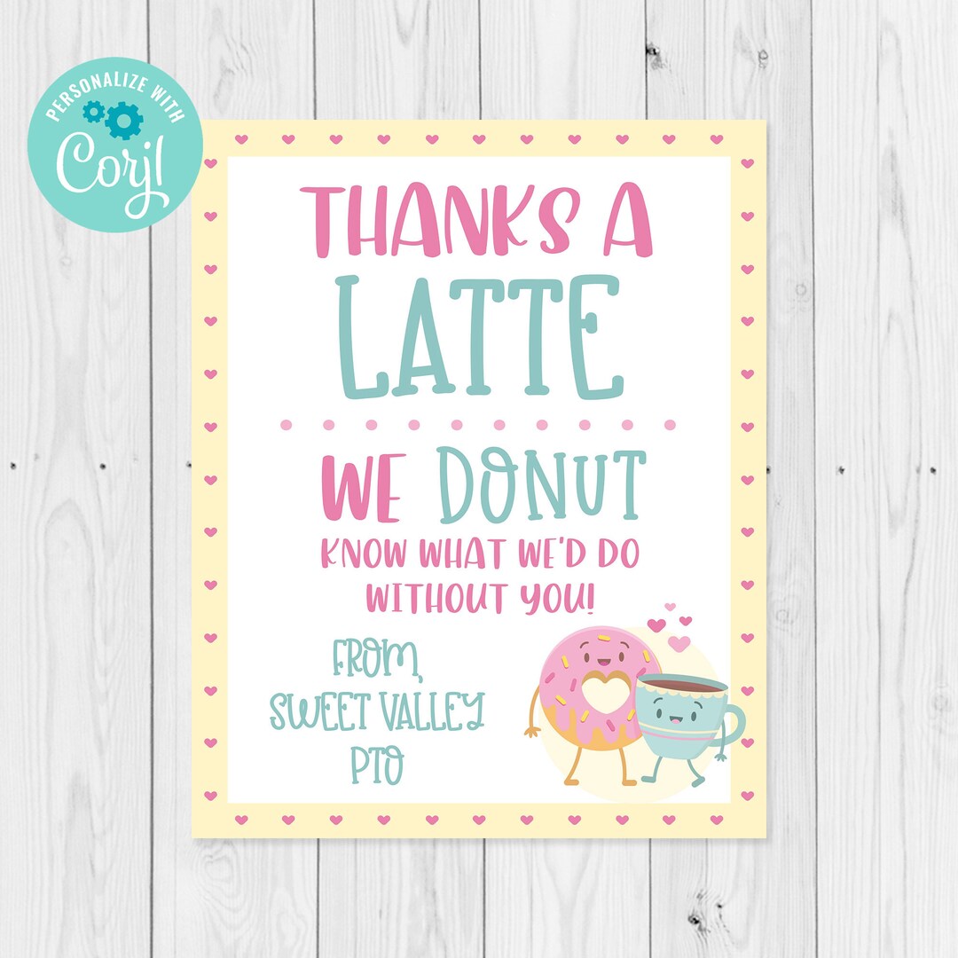 Editable Coffee and Donuts Sign Template, Staff or Teacher Appreciation ...