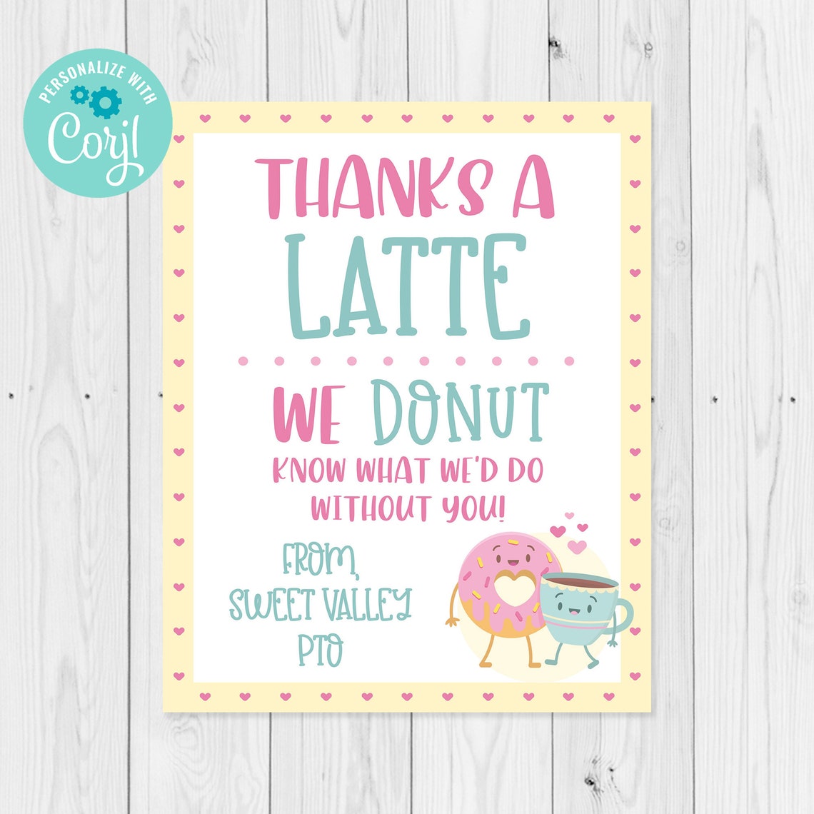 Editable Coffee and Donuts Sign Template, Staff or Teacher Appreciation ...