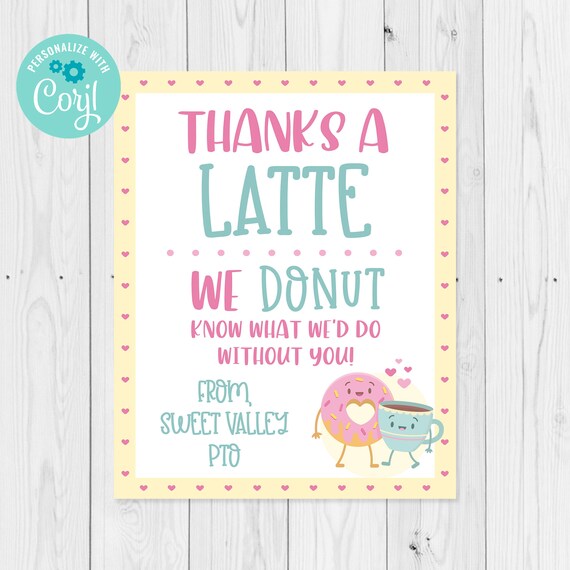 Editable Coffee and Donuts Sign Template Staff or Teacher | Etsy