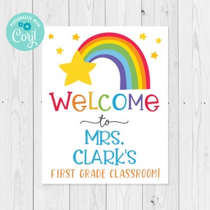 Rainbow Welcome to My Classroom Editable Sign Template, Back to School ...