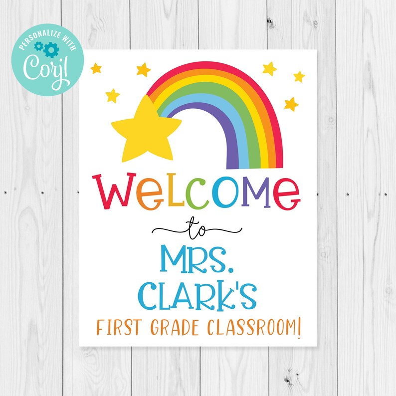 Rainbow Welcome to My Classroom Editable Sign Template Back - Etsy