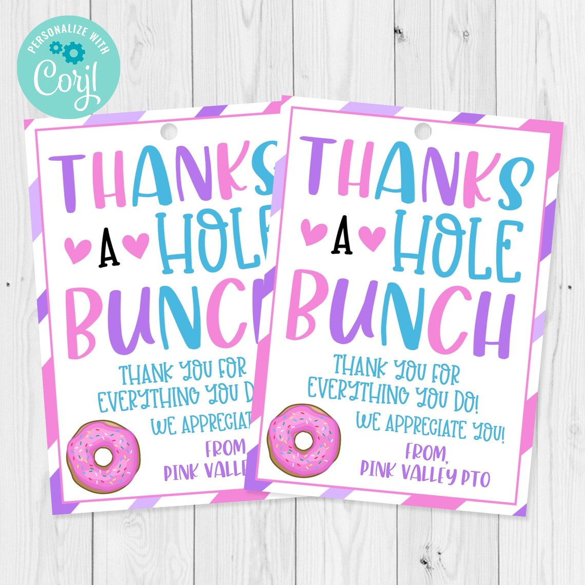Donut Thanks A Hole Bunch Gift Tag Template Teacher - Etsy Israel