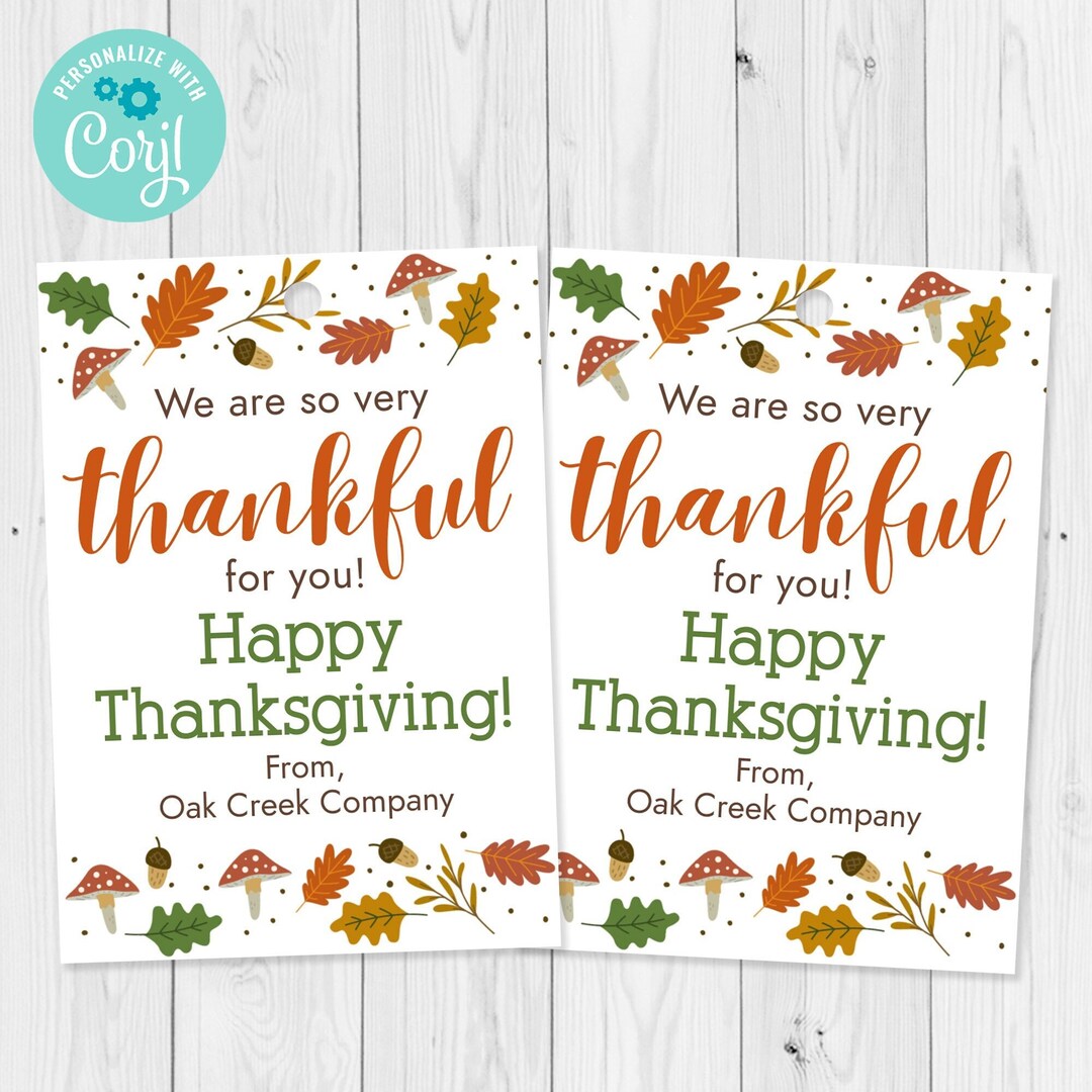 Editable Fall We Are so Very Thankful for You Thanksgiving Gift Tag ...