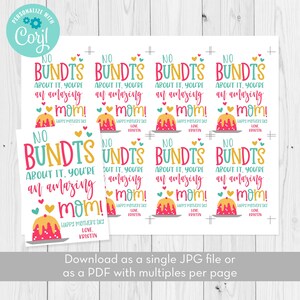 Mother's Day Bundt Cake Gift Tag Template Printable, Amazing Mom, Happy ...