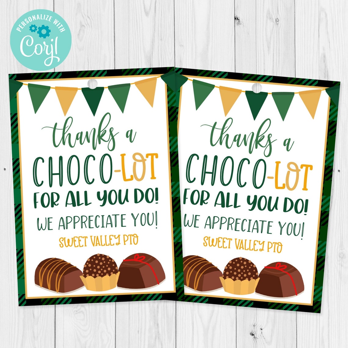 Editable Chocolate Gift Tag Template Thanks A Choco-lot - Etsy