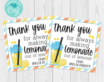 Editable Lemonade Out of Lemons Gift Tag Template, Teacher Appreciation ...
