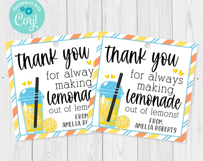 Editable Lemonade Out of Lemons Gift Tag Template, Teacher Appreciation ...