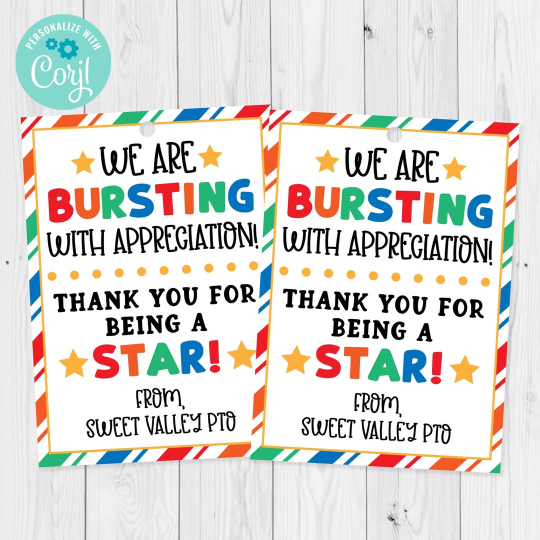 Editable Bursting With Appreciation Tag Template, You Are A Star ...