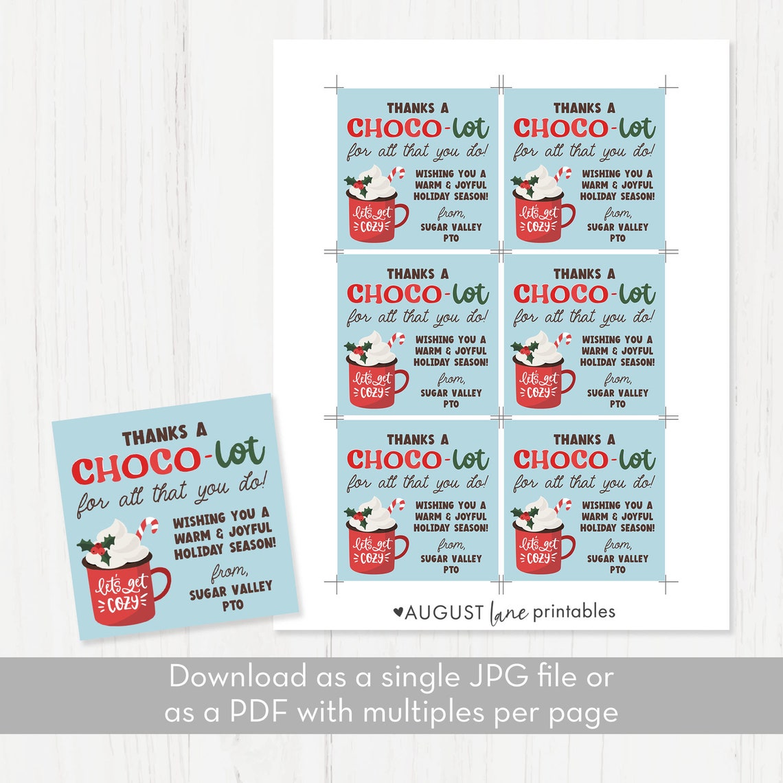 Hot Cocoa Thanks A Choco-lot for All That You Do Gift Tag - Etsy