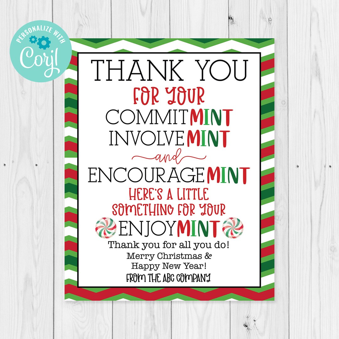 Christmas Holiday Thank You Mint 8x10 Sign Template, Holiday Staff ...