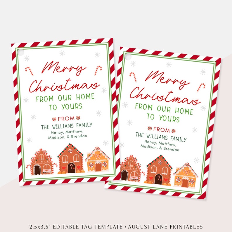 Merry Christmas From Our Home to Yours Gift Tag Editable - Etsy