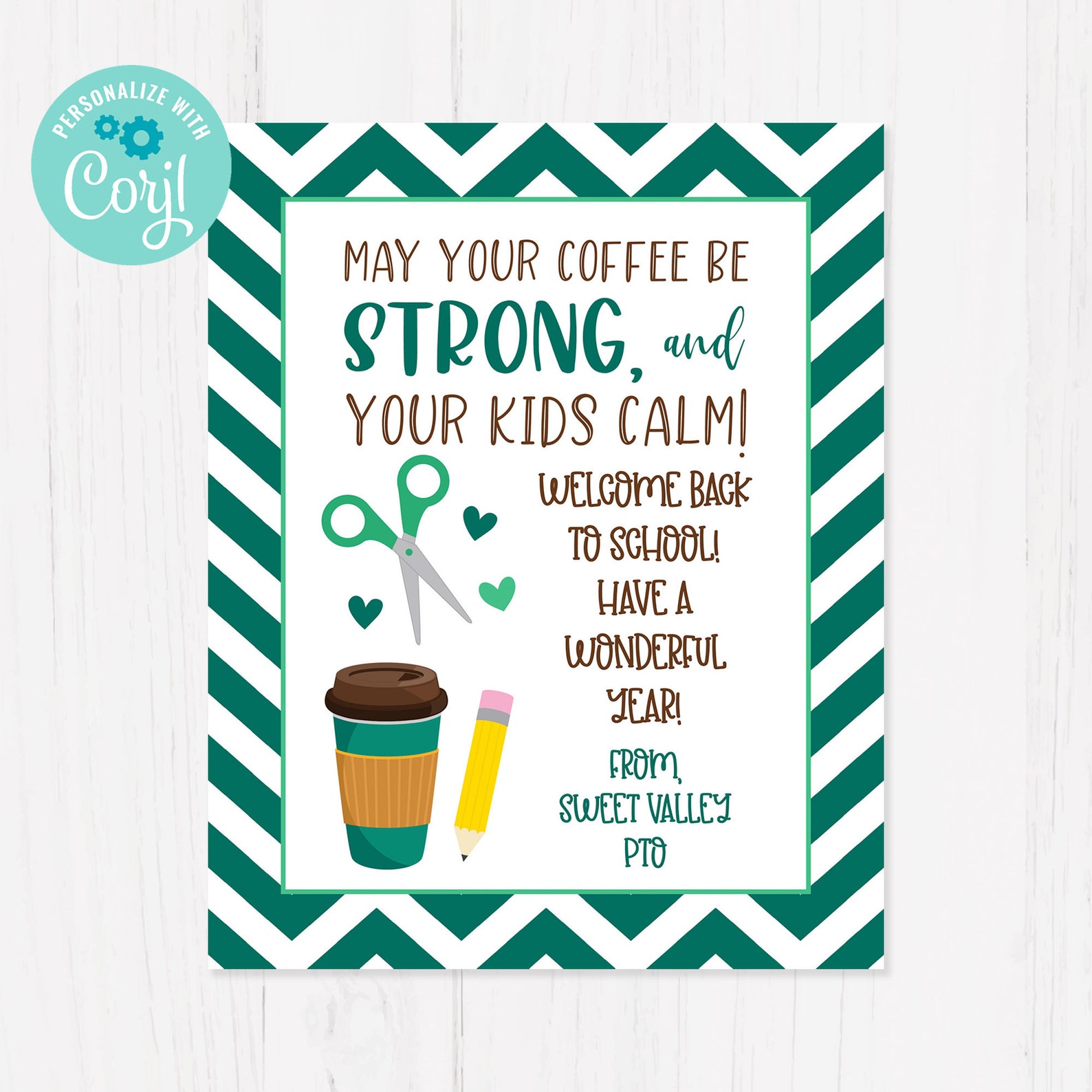 Back to School Coffee Sign Editable Template, First Day of School PTO ...