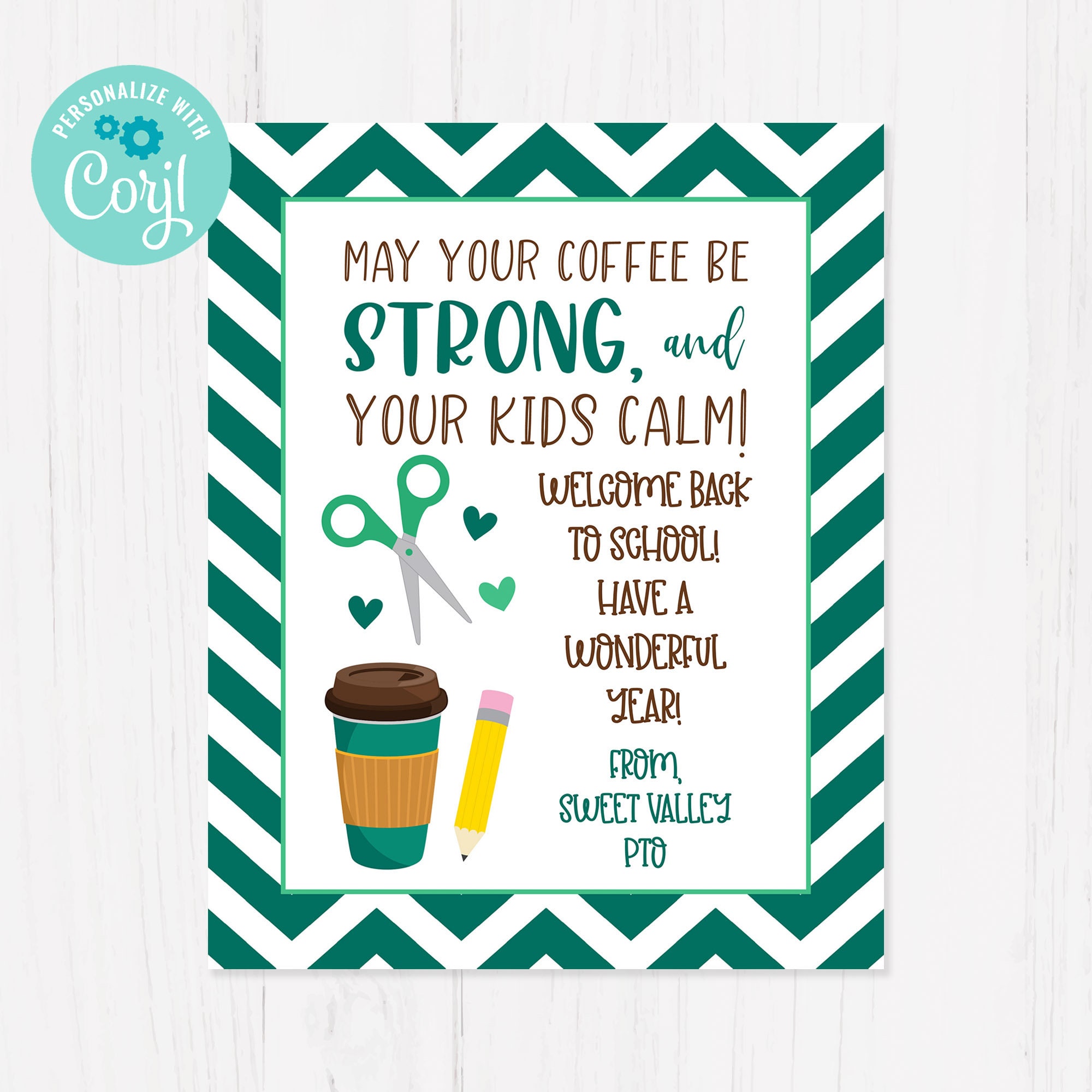 Back to School Coffee Sign Editable Template, First Day of School PTO ...