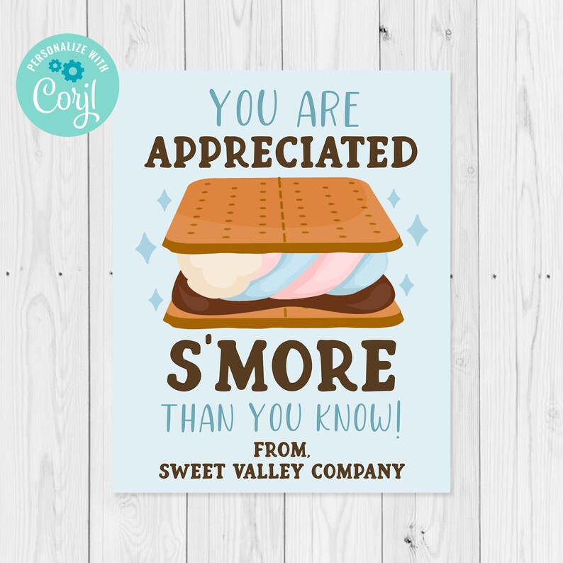 Editable S'mores Sign Template, Teacher, Staff Appreciation Week Sign ...