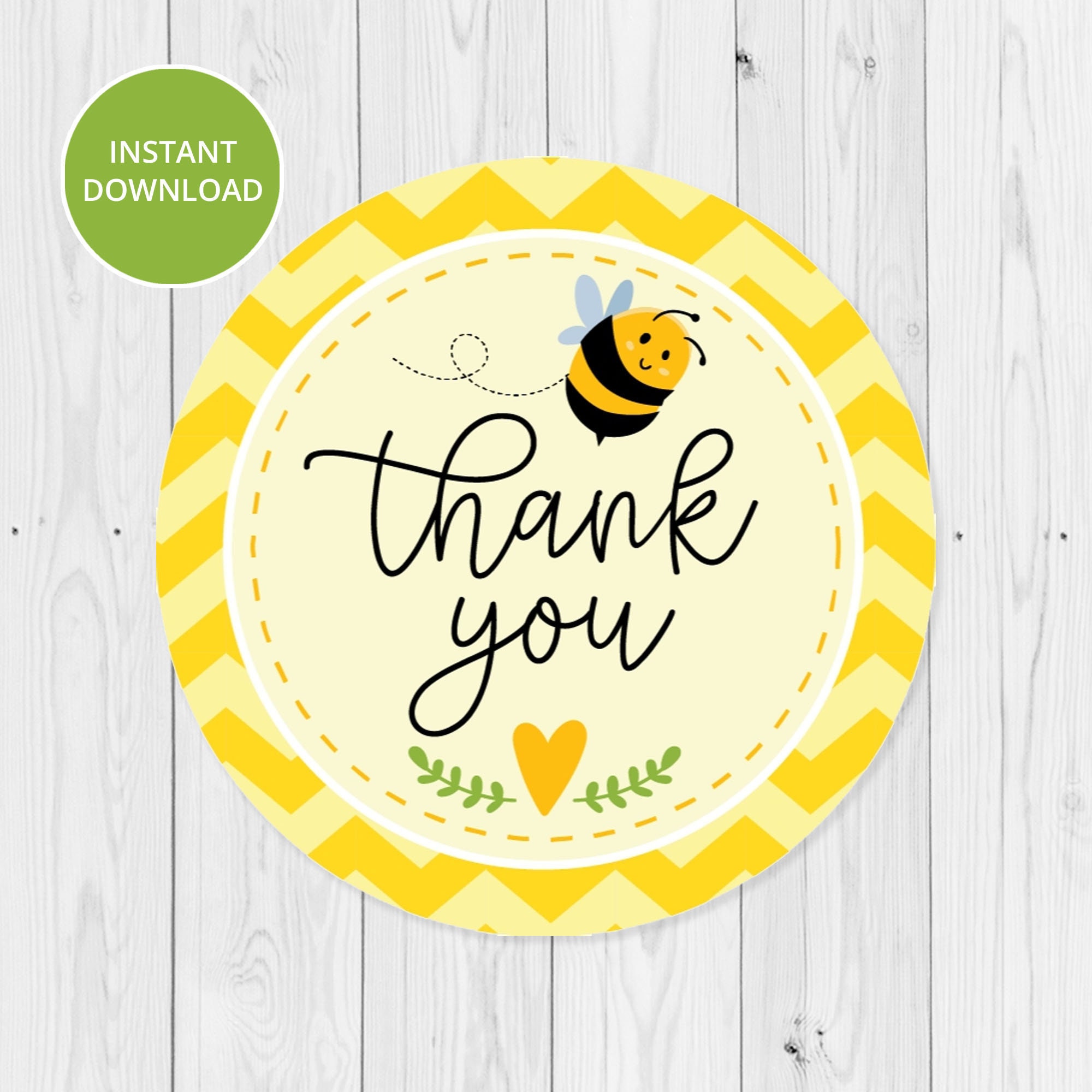 Bee Thank You Tag Printable 2 and 2.5 Bee Favor | Etsy