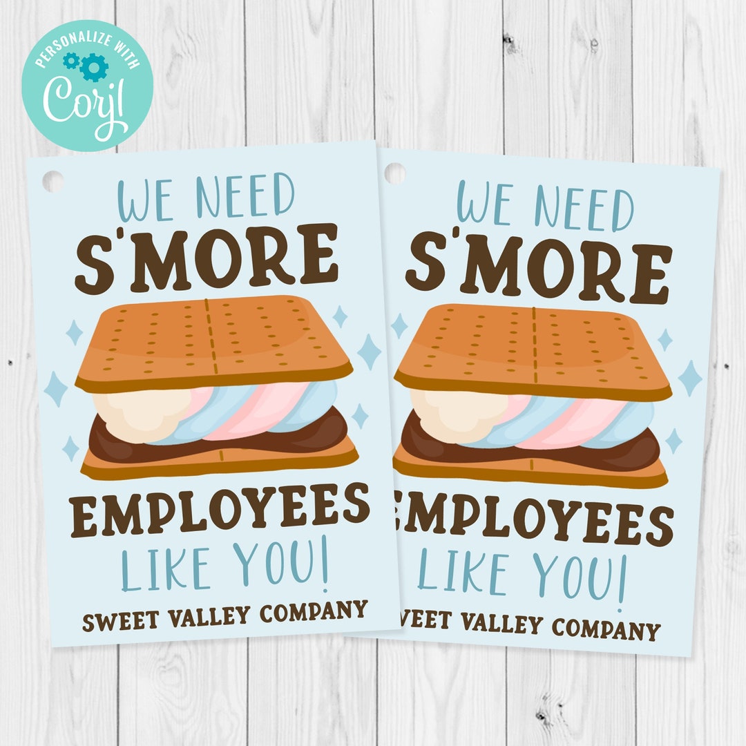 Editable S'mores Employee Gift Tag Template, Staff Appreciation Gift ...