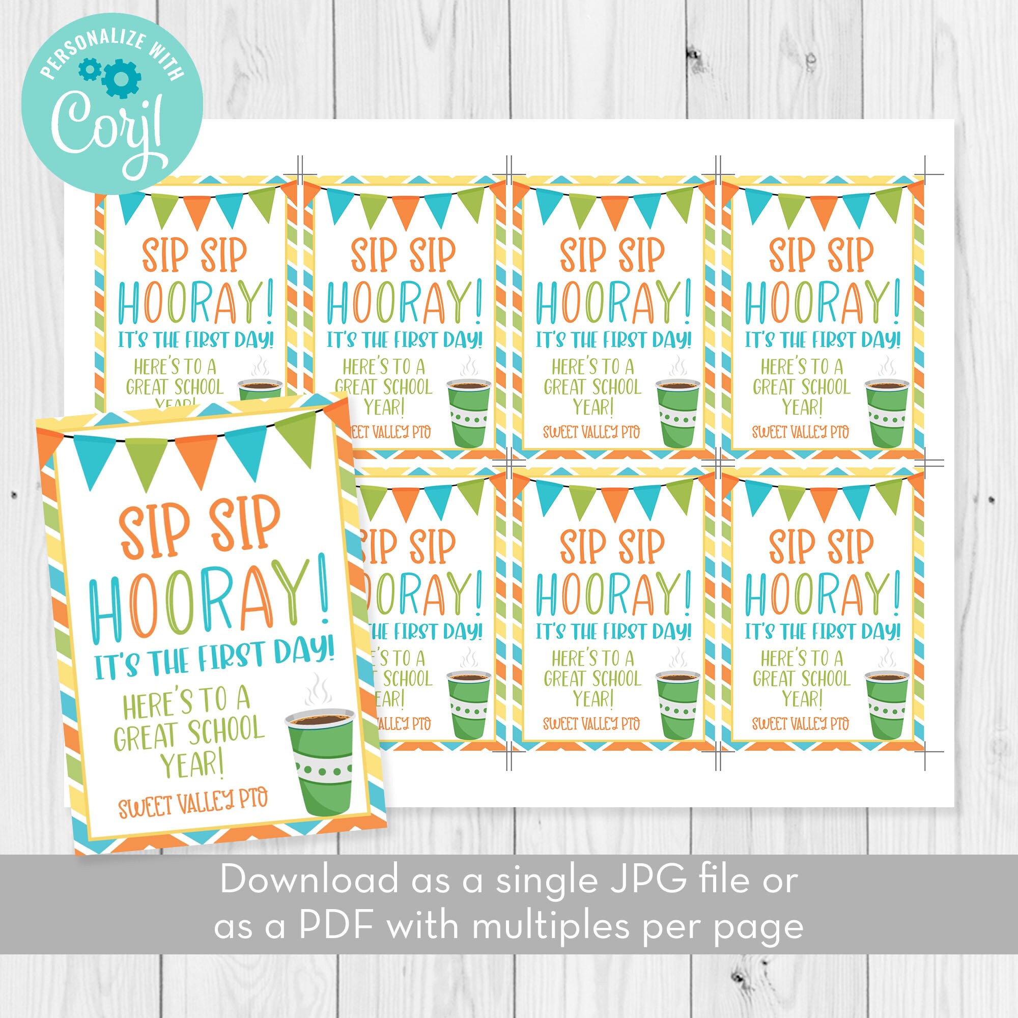 First Day of School Coffee Gift Tag Editable Template Teacher | Etsy