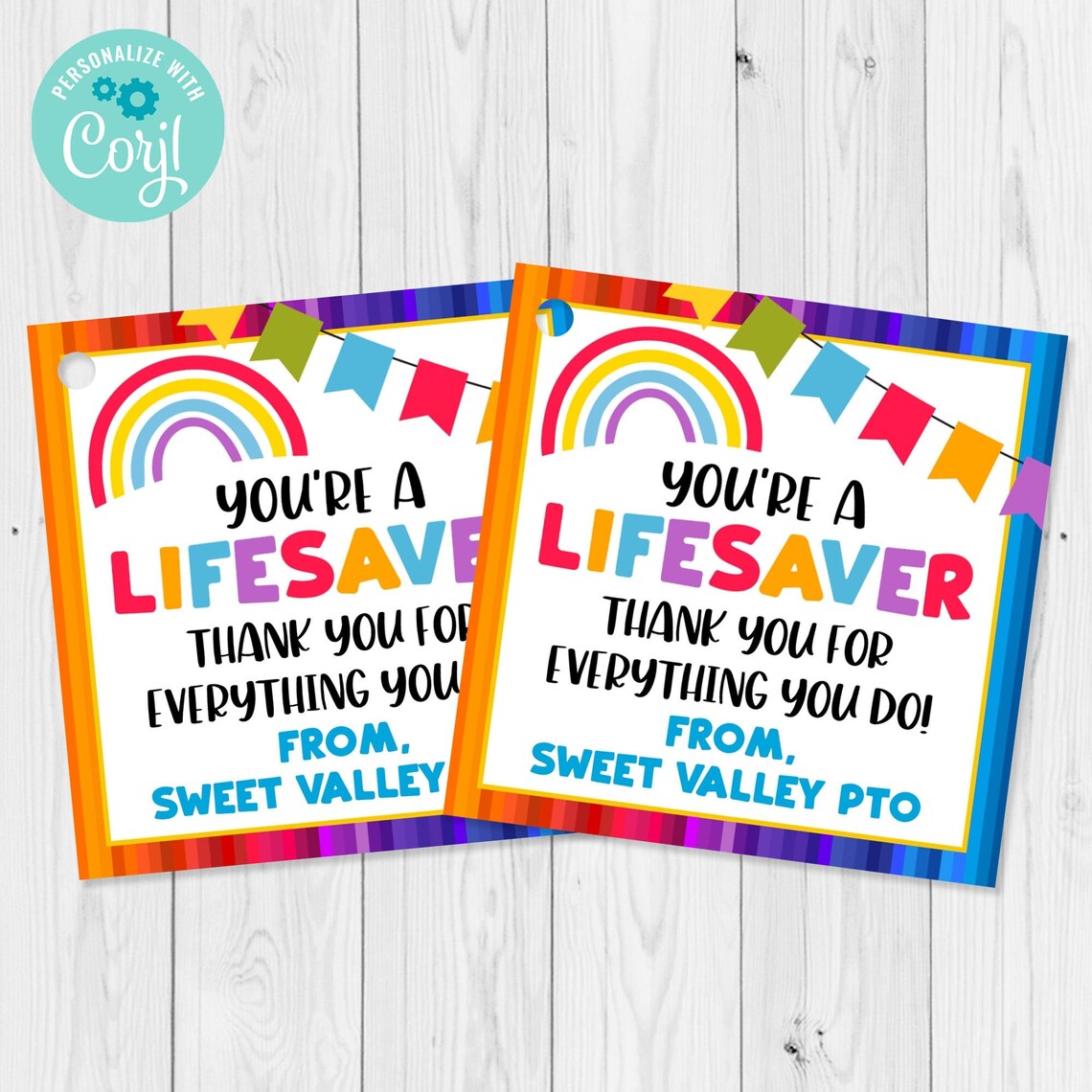 You're A Lifesaver Gift Tag Template Teacher School | Etsy