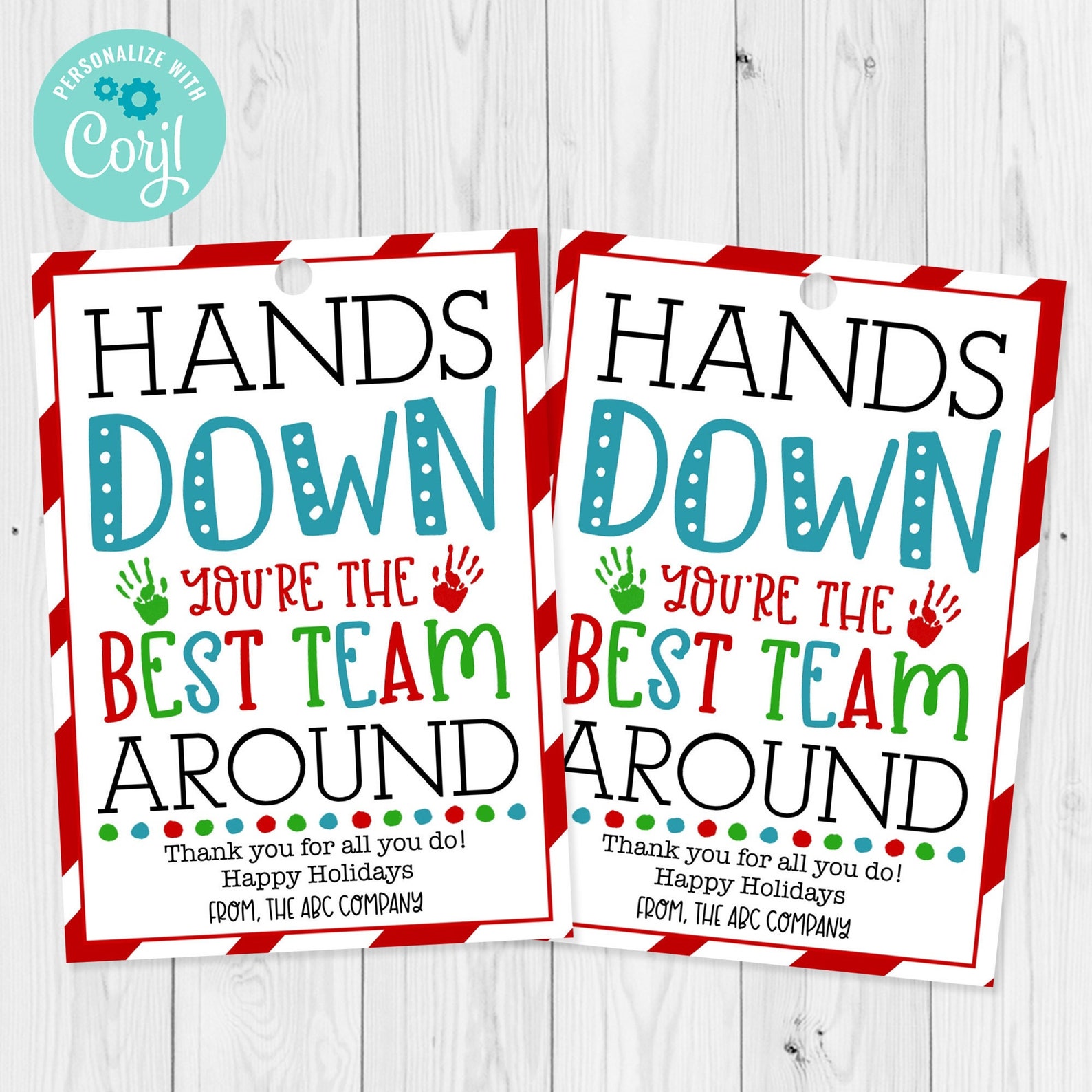 Hands Down You're the Best Team Around Gift Tag Template - Etsy