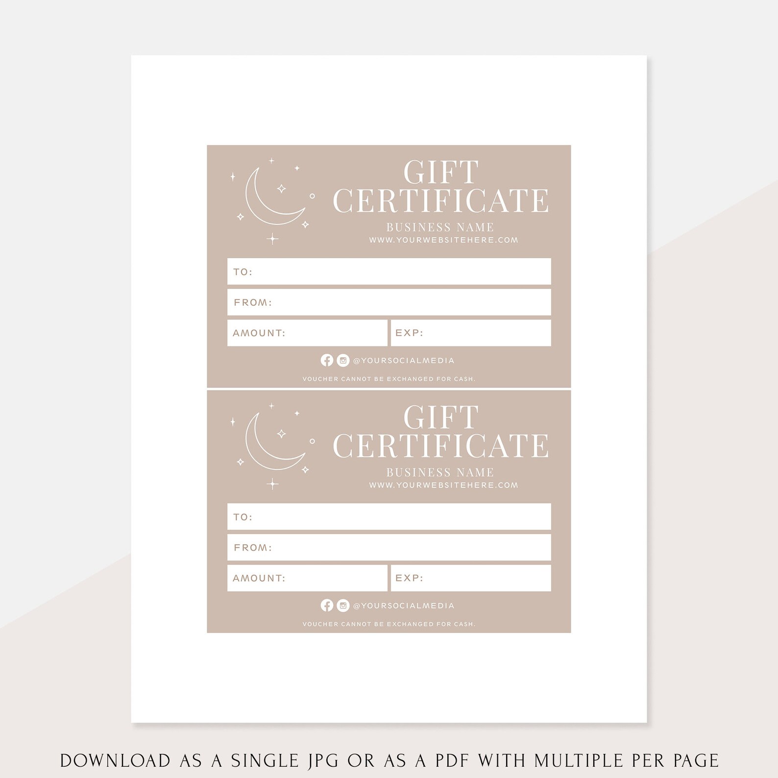 Modern Boho Moon Gift Certificate Editable Template 4x6 - Etsy