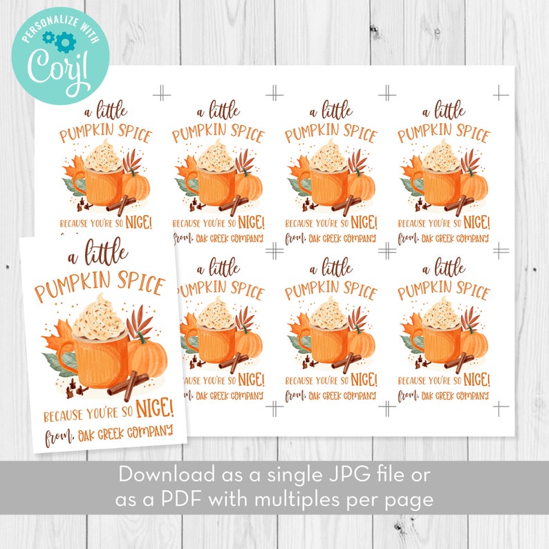 Pumpkin Spice Gift Tag Template Thanksgiving Fall Pumpkin - Etsy